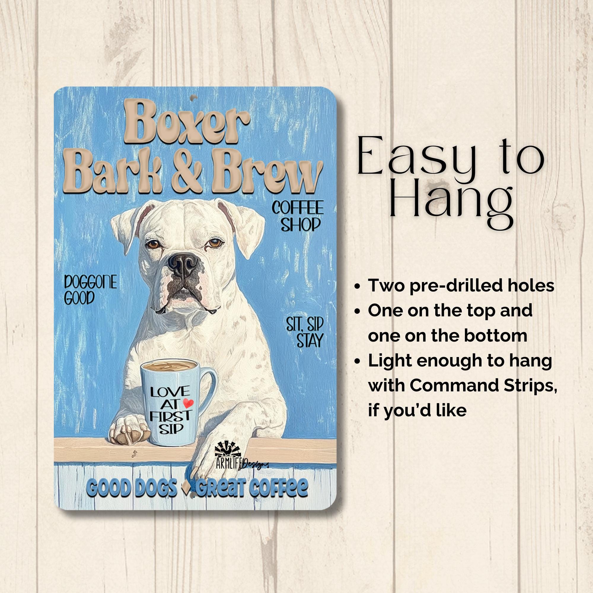 Boxer Coffee Bar Gift, Bark & Brew Sign, Coffee Station Art, Home Dog ...