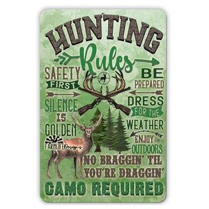 Hunting Rules Sign, Hunting Cabin Sign, Deer Hunter Gift, Gift for Deer ...