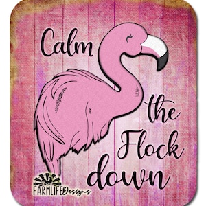 Flamingo Magnet, Calm the Flock Down, 4x4.5" Metal Tin, Pink Flamingos ...