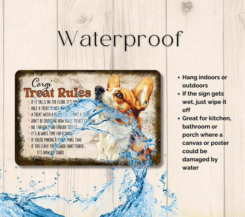 Corgi Treat Rules Sign, Funny Metal Tin Decor, What Your Dog Thinks ...