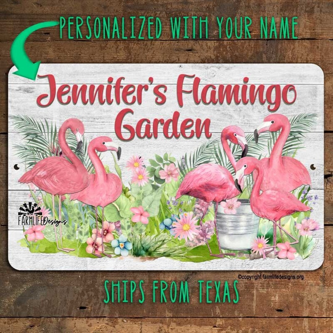 Personalized Flamingo Garden Sign, Customized With Your Name, Indoor ...