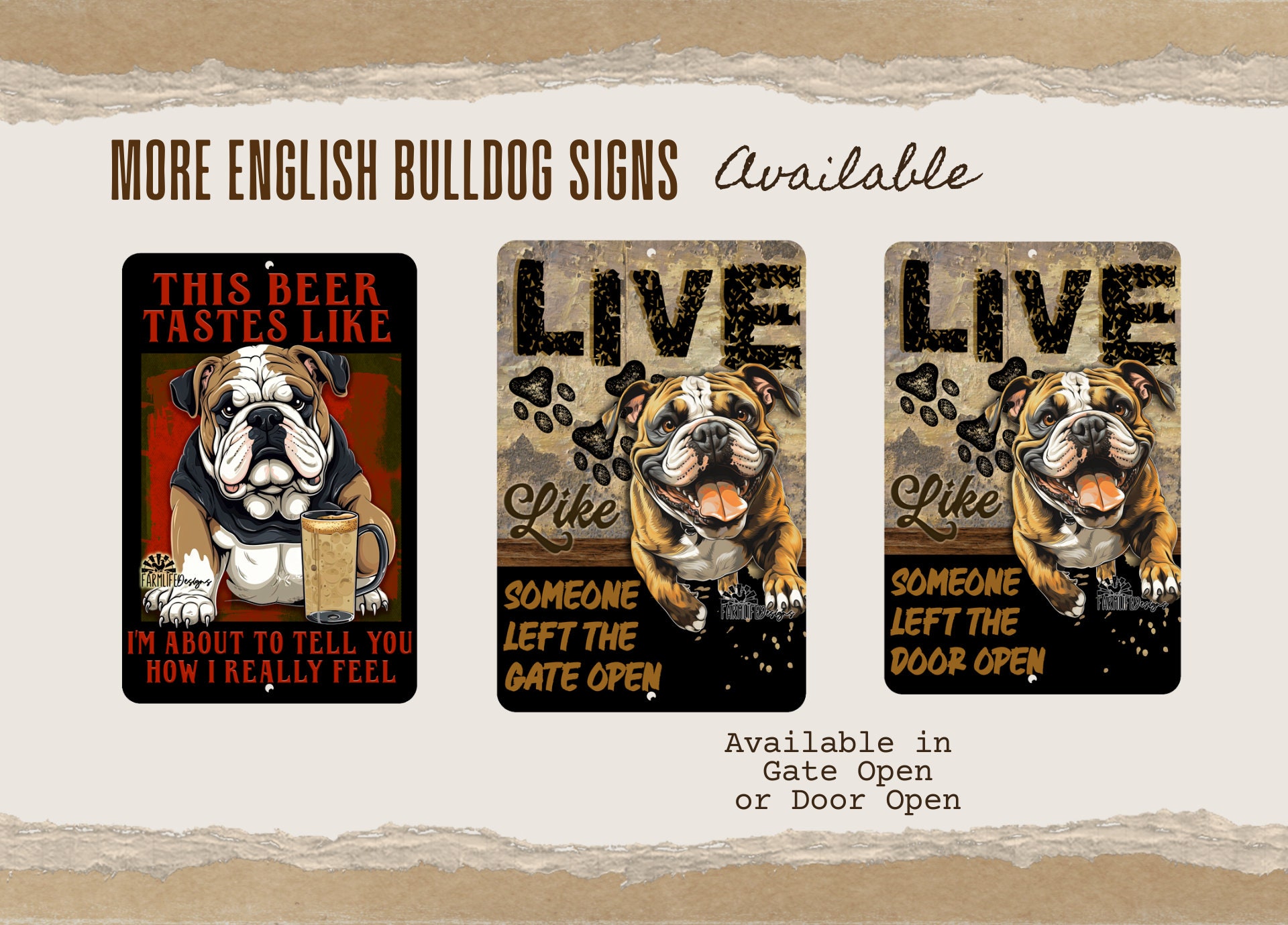 Funny English Bulldog Security Sign - Handmade Protected by Sign for ...