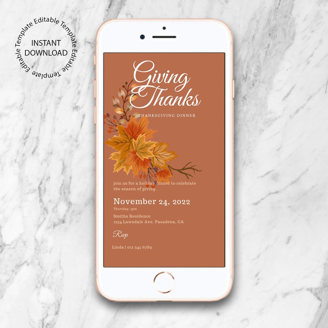 Giving Thanks - Family Dinner Invitation, Autumn Friendsgiving ...