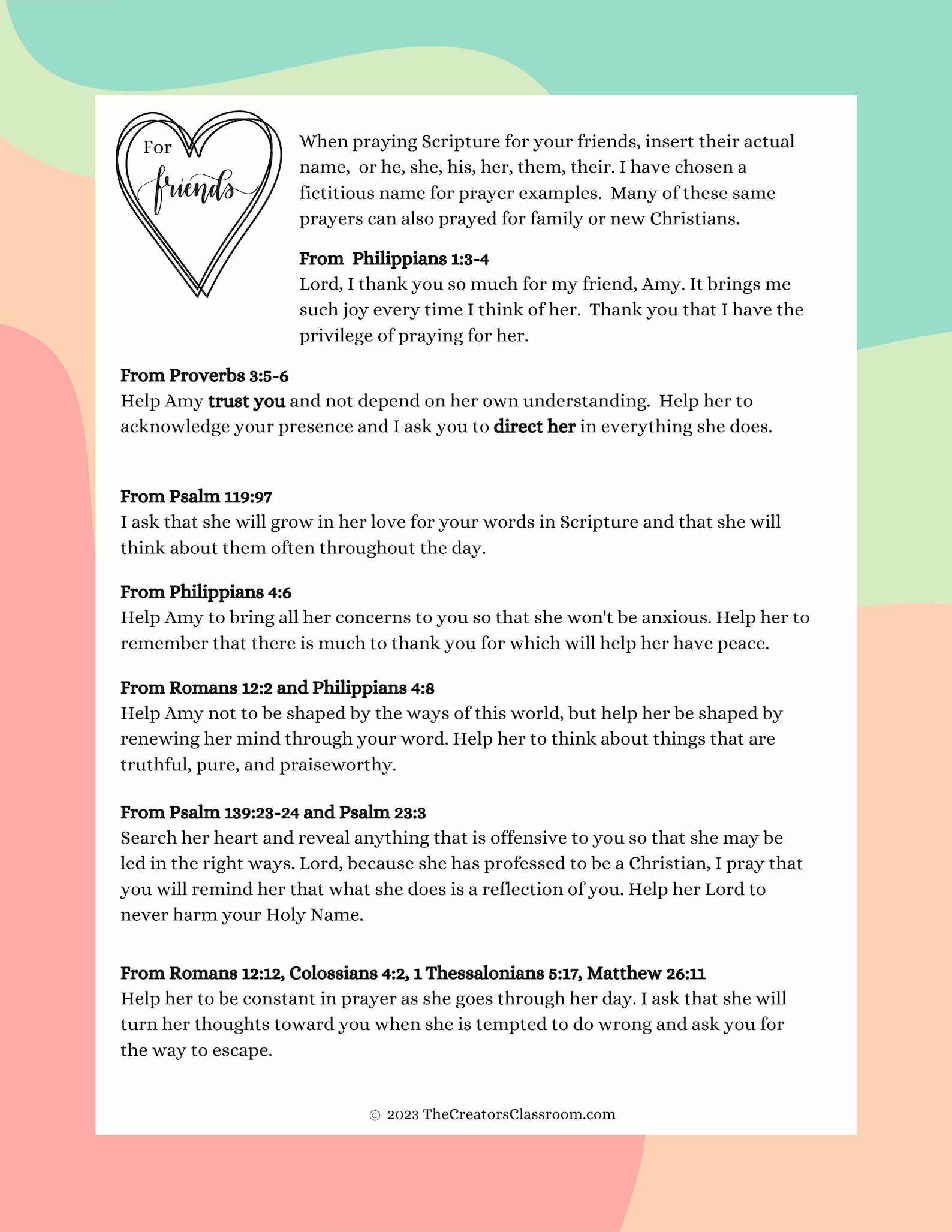 Praying Scripture | Prayer for Friend | Prayers | Prayer Printable ...