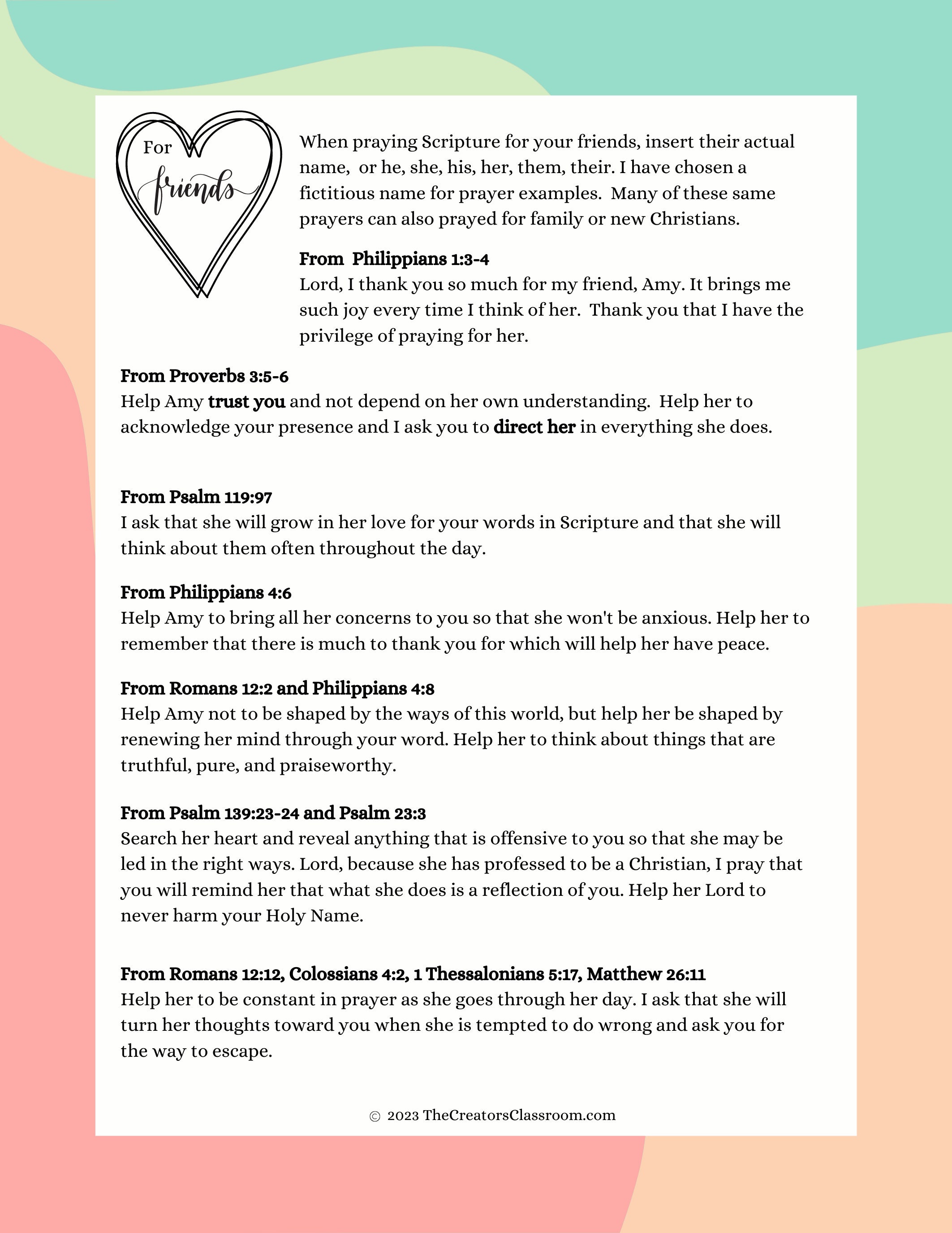 Praying Scripture | Prayer for Friend | Prayers | Prayer Printable ...