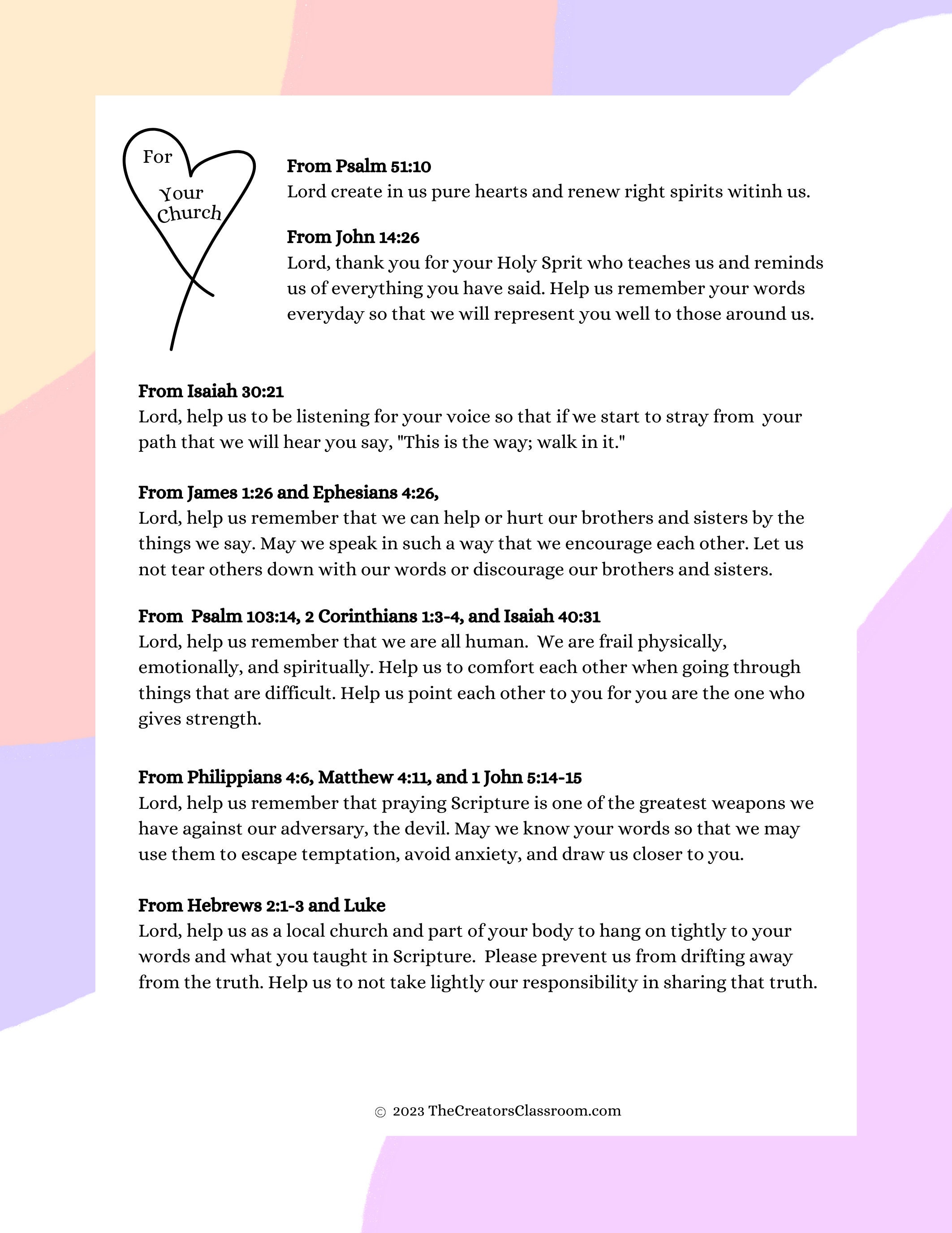 Praying Scripture | Prayers | Prayer Printable | Body of Christ ...