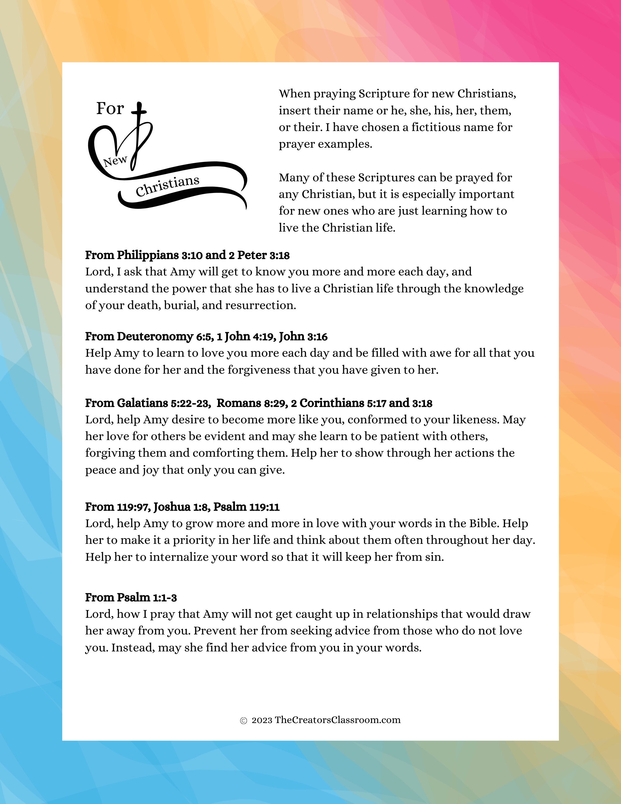 Praying Scripture | Prayers | Prayer Printable | New Christian ...