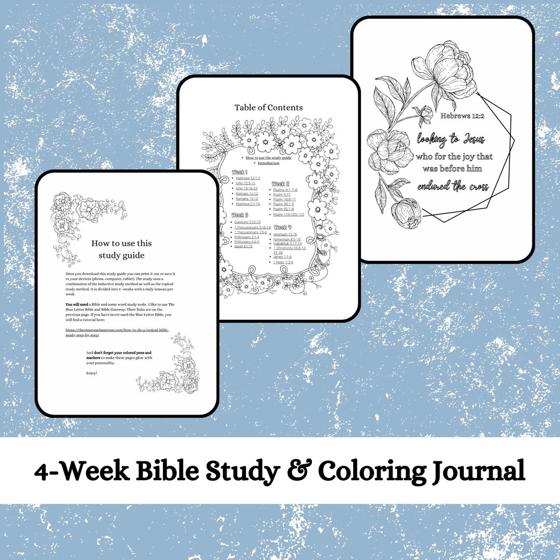 Bible Study Guide |joyful Living |bible Study Journal |adult Coloring ...