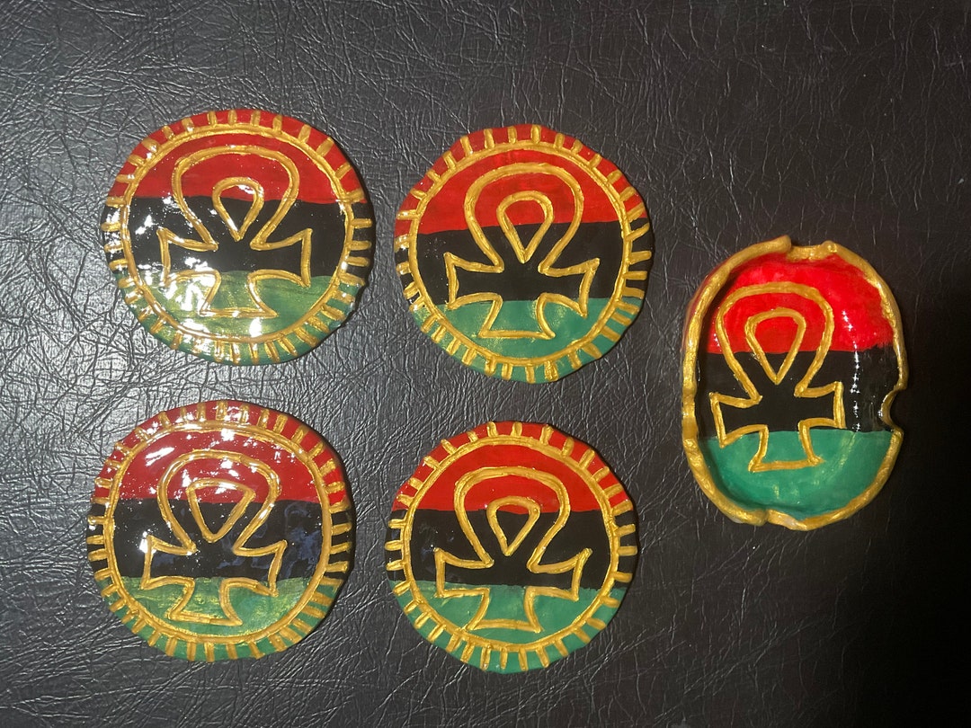 Xemheka Kemet Set of 4 Ankh Coasters With 1 Matching Ashtray ...