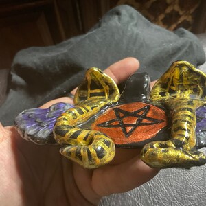 Xemheka Winged Sun Disk With Pentagram & Cobras Pendant, Handmade ...