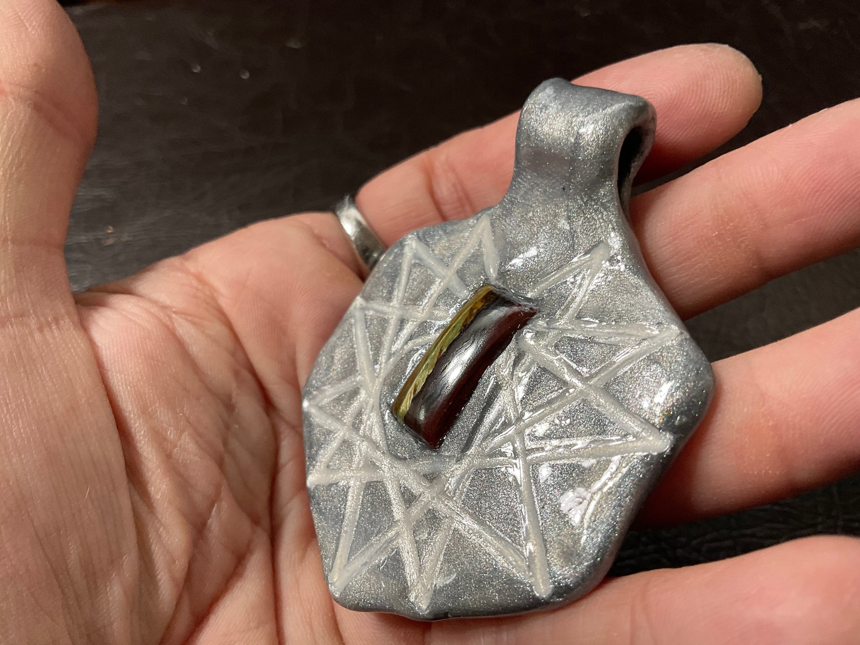 Xemheka Hexagon-shaped Red Tiger’s Eye Pendant Handcrafted Hendecagram ...
