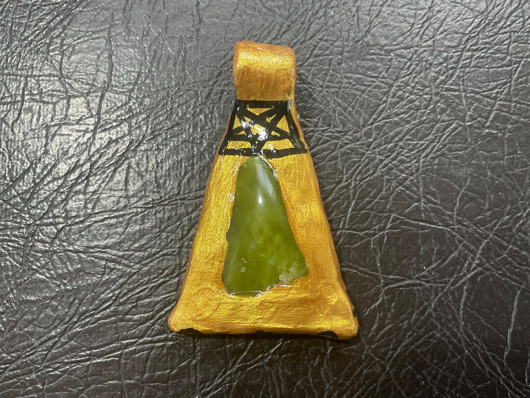 Xemheka Metallic Gold-colored Trapezoid With Stone Pendant Handcrafted ...