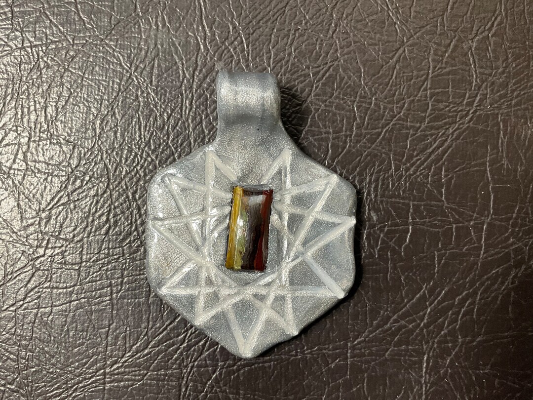 Xemheka Hexagon-shaped Red Tiger’s Eye Pendant Handcrafted Hendecagram ...