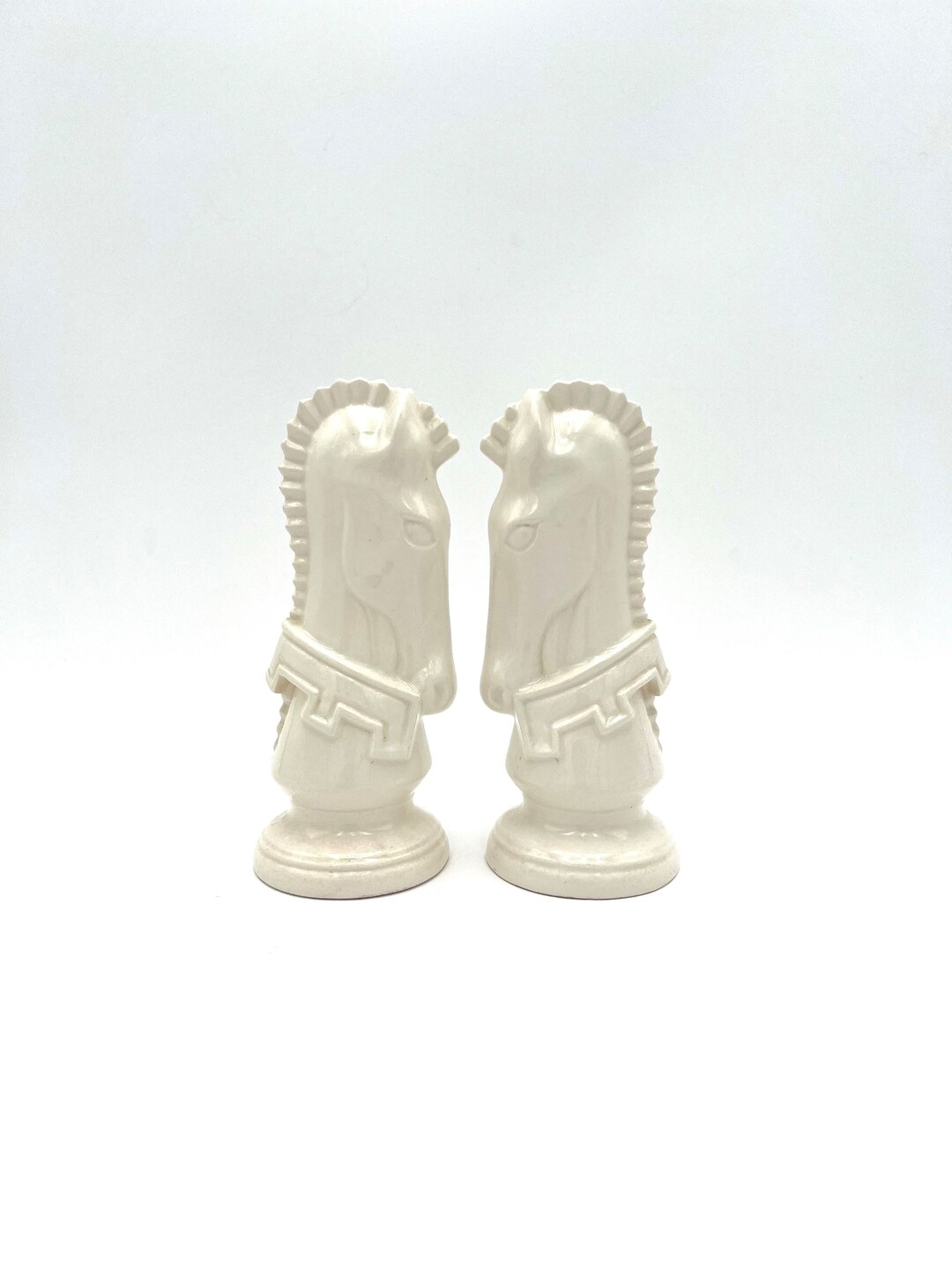 Pair of Vintage Ceramic Chess Knights - Etsy