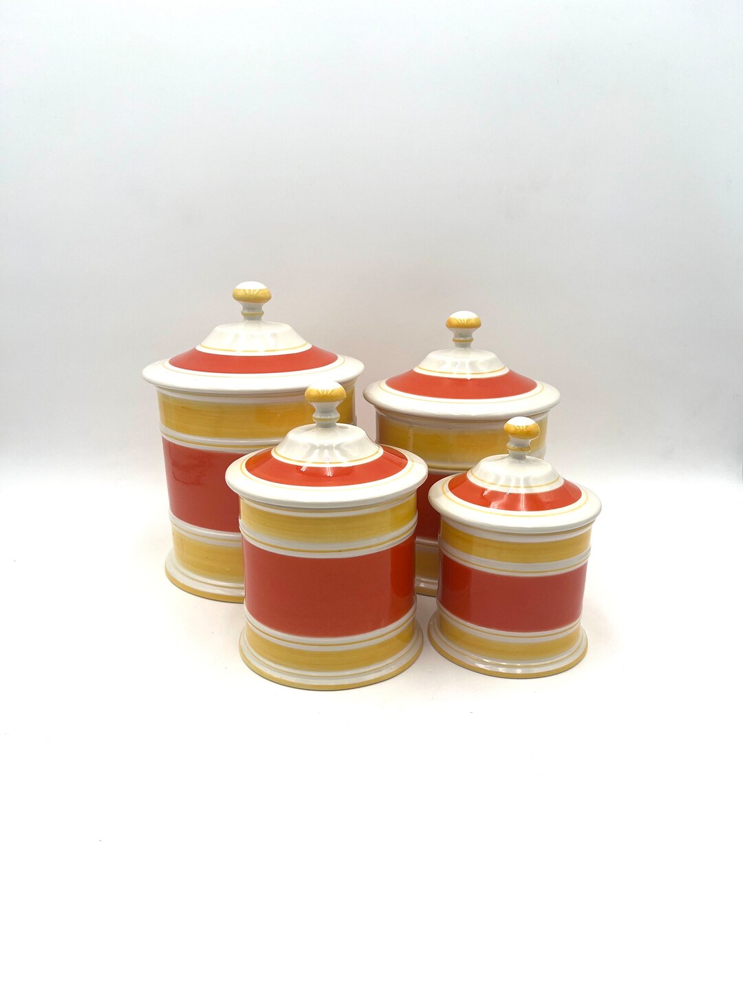 Vintage Italian Ceramic Kitchen Canisters Set of 4 Colorfulstripes - Etsy