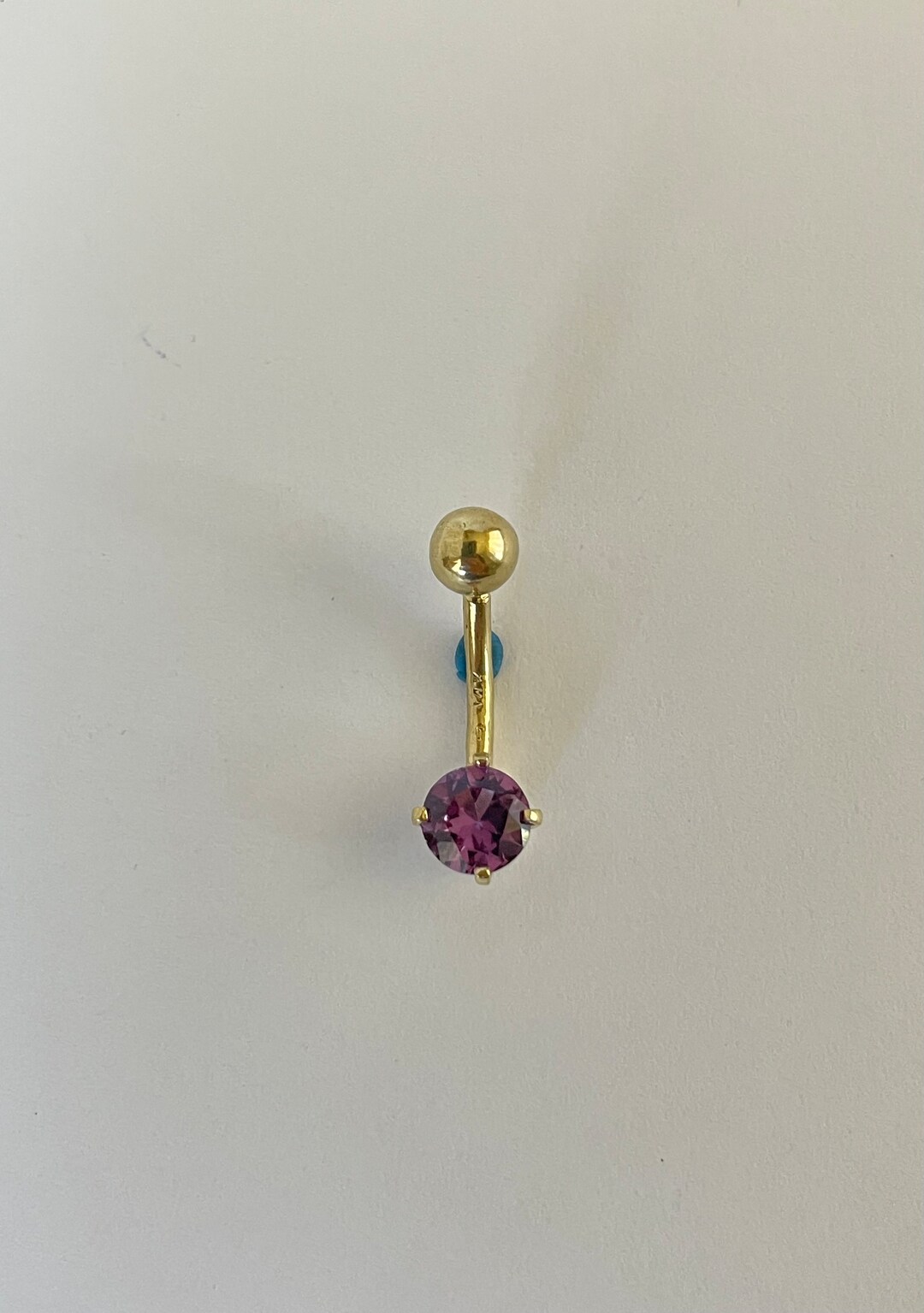Light Purple Amethyst CZ Belly Button Ring Solid 14k Yellow Gold - Etsy