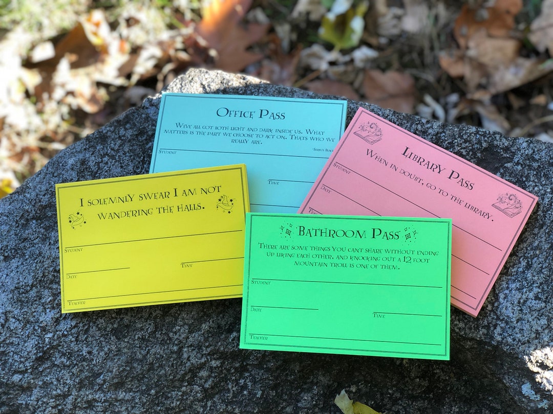 Funny School Hall Passes: Bathroom, Library, Office - Set of 4 - Etsy