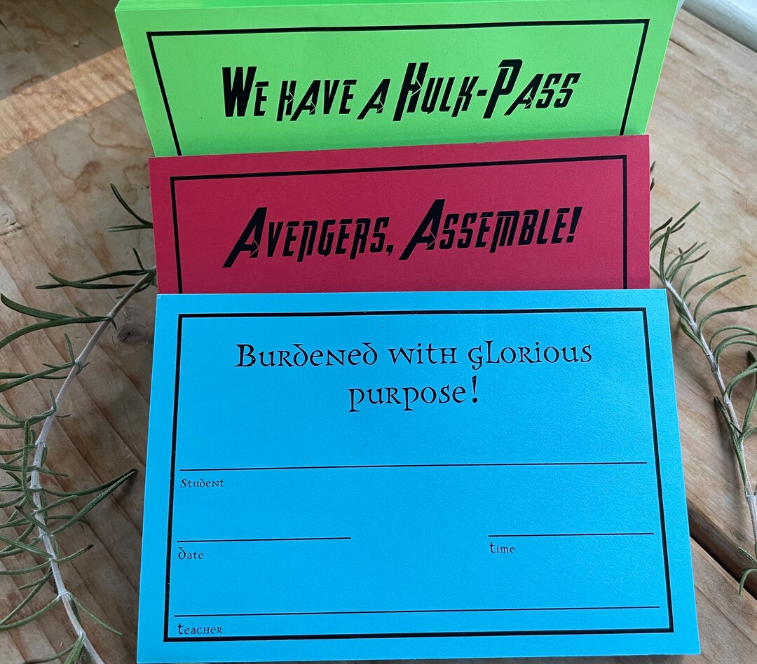 150 Super Hero Hall Passes Set of 3 School Hall Passes 150 - Etsy