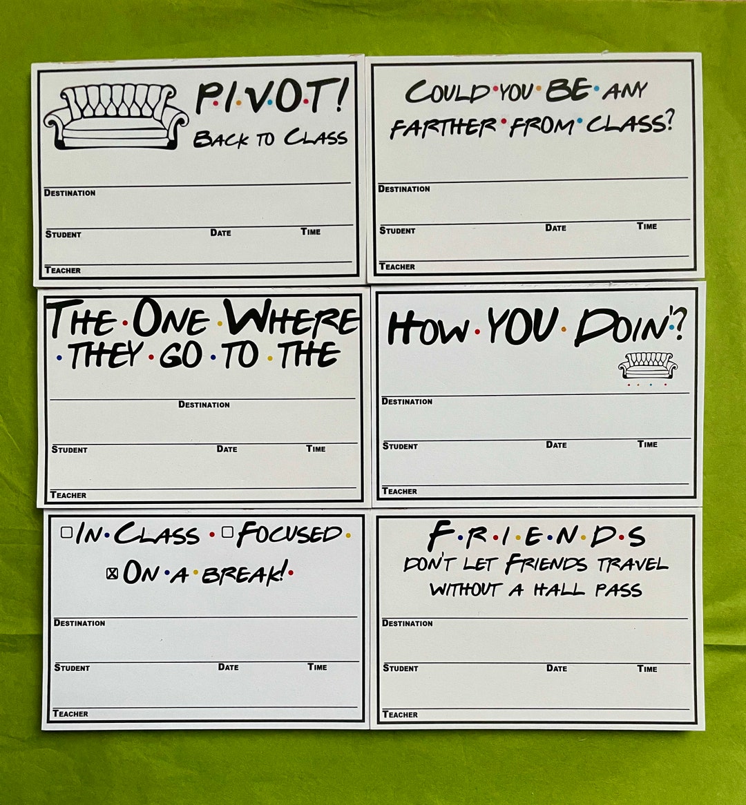 Friends Hall Passes; Friends Hall Pass; Funny Hall Pass; Retro Hall ...