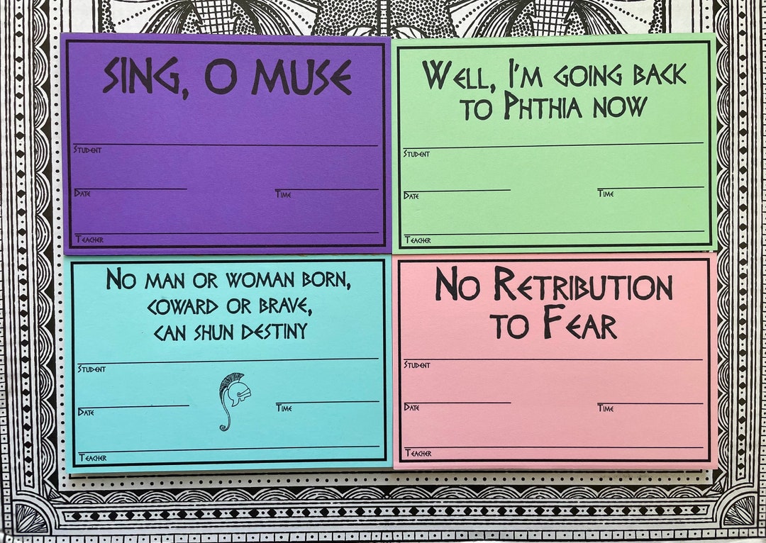 Iliad Hall Passes; Ancient Greek Hall Pass; Sappho; Achilles; Song of ...