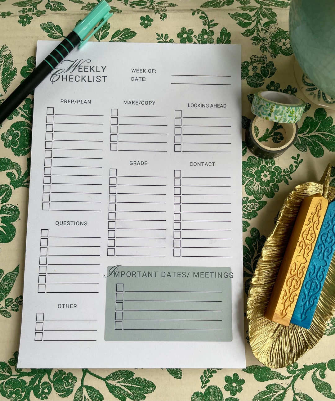 Note Pad Checklist for Teachers; Organizational Note Pad for Classroom ...