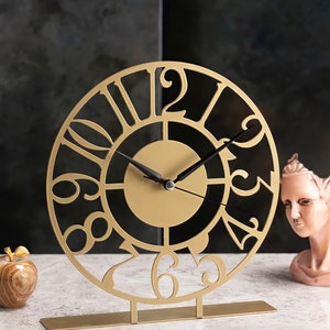 Modern Tabletop Clock Black Metal Desktop Clock Minimalist Home Decor 9 ...