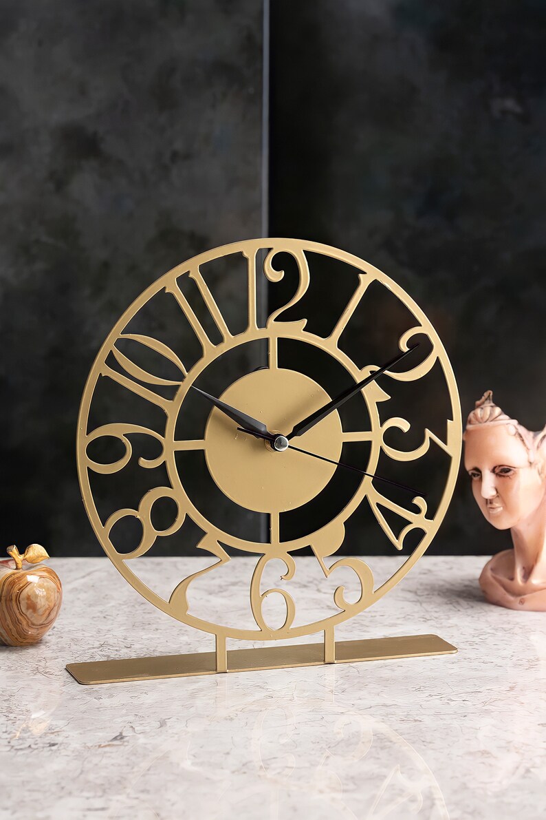 Modern Tabletop Clock Black Metal Desktop Clock Minimalist - Etsy