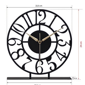 Modern Tabletop Clock Black Metal Desktop Clock Minimalist Home Decor 9 ...