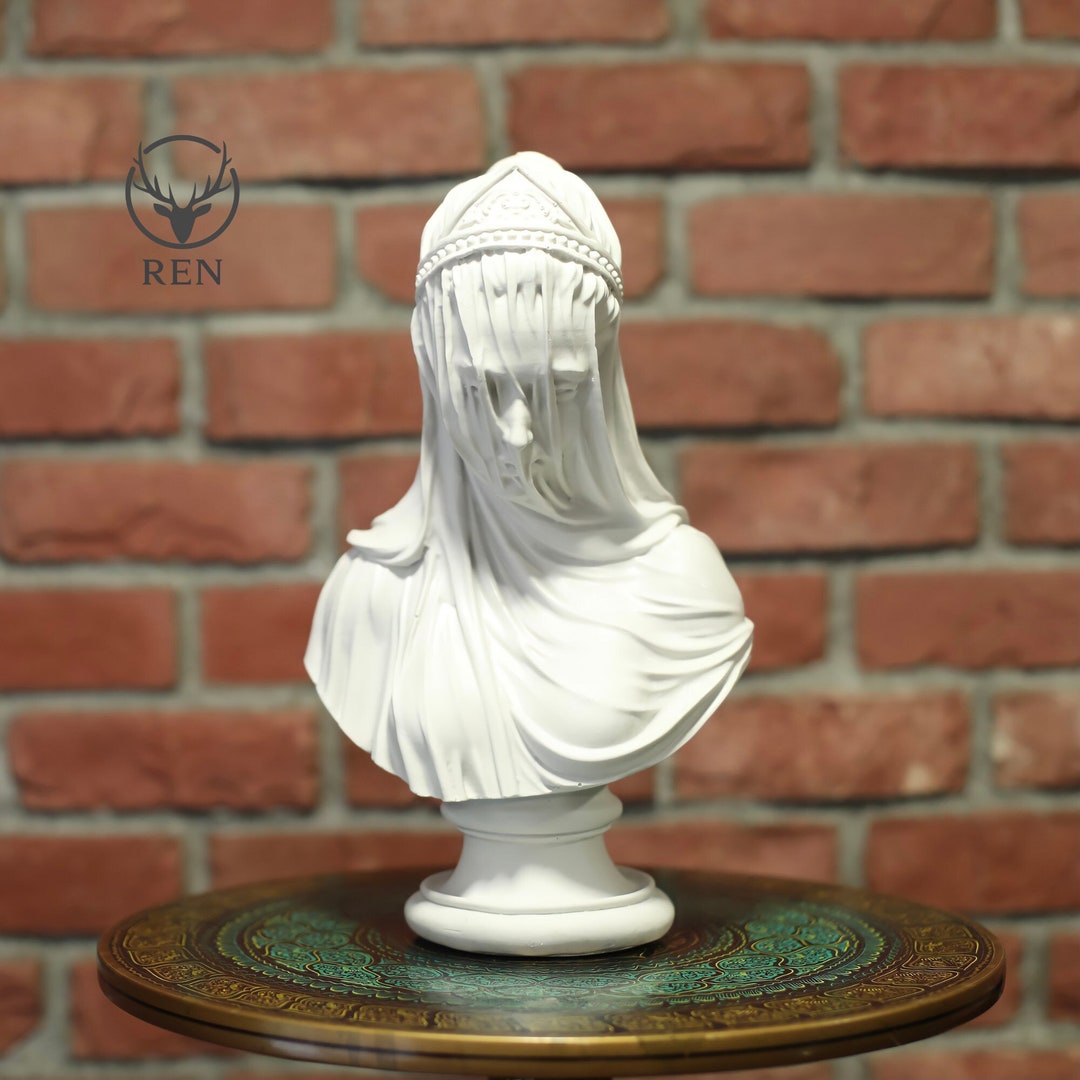 Large Veiled Lady Statue Veiled Virgin Sculpture White Bust 13 Inches ...