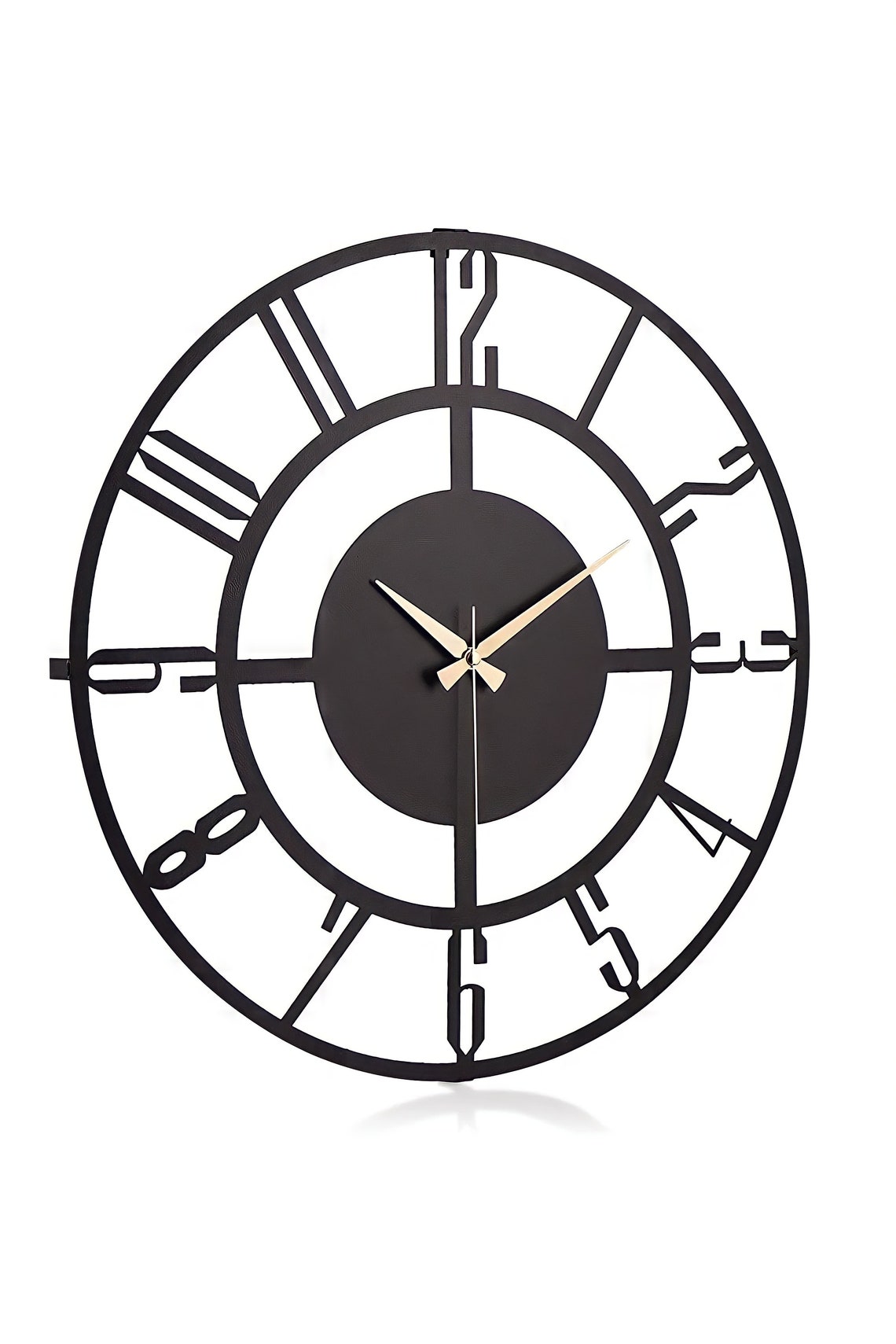 Large Metal Wall Clock Black Modern Numbers Silent - Etsy