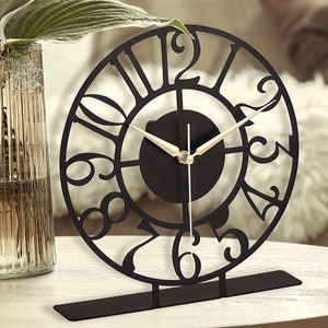 Modern Tabletop Clock Black Metal Desktop Clock Minimalist Home Decor 9 ...