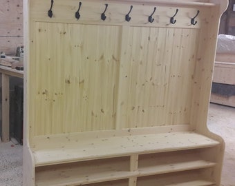 4ft Wide Coat Rack,boot Room, Hallway Bench,monks Bench, Shoe Storage ...