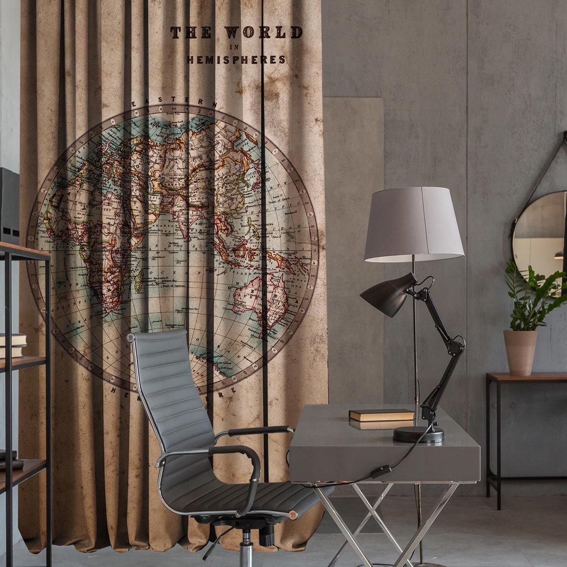 Vintage World Map Curtains Map Atlas Curtain Designer - Etsy