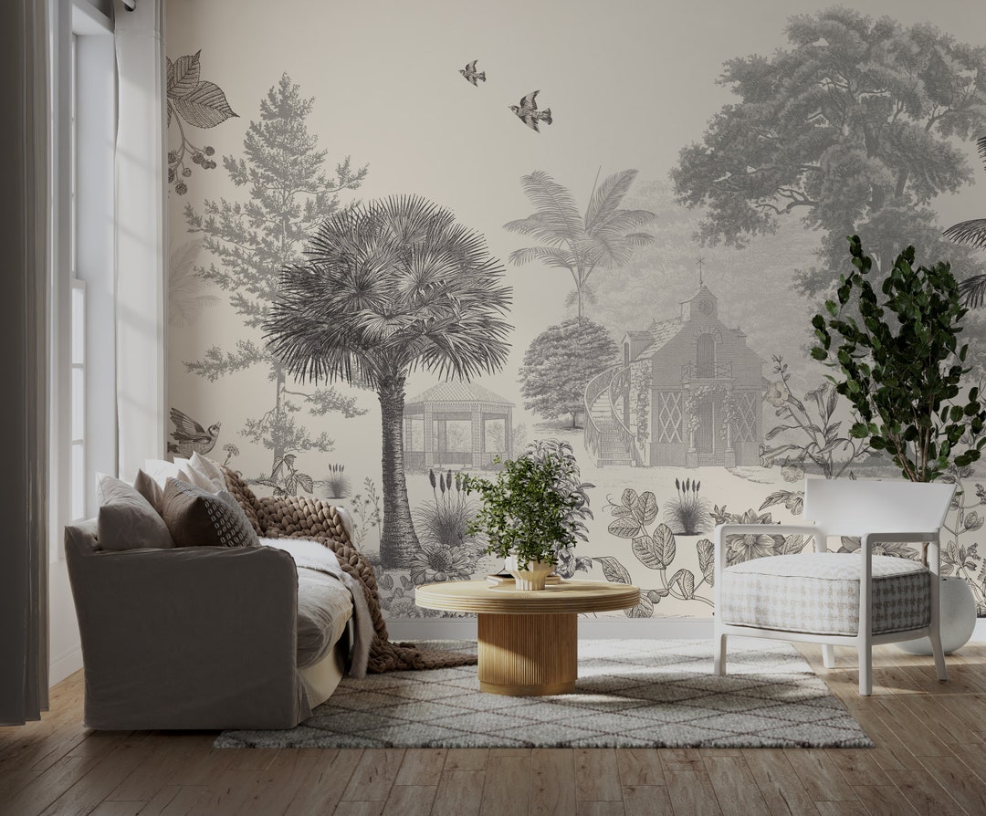 Rural Landscape Wallpaper, Vintage Tree Mural, Nature Scenic Wallpaper ...