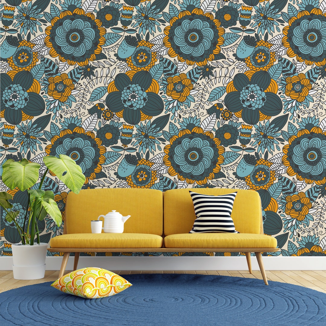 Moroccan Wall Mural, Oriental Multicolor Wallpaper, Vintage Mandala ...