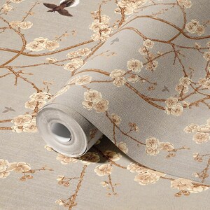 Chinoiserie Wallpaper, Spring Blossom Bird Mural, Non-woven Wallpaper ...