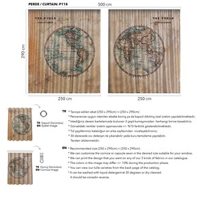 Vintage World Map Curtain, Map Atlas Curtain, Designer Curtain for ...