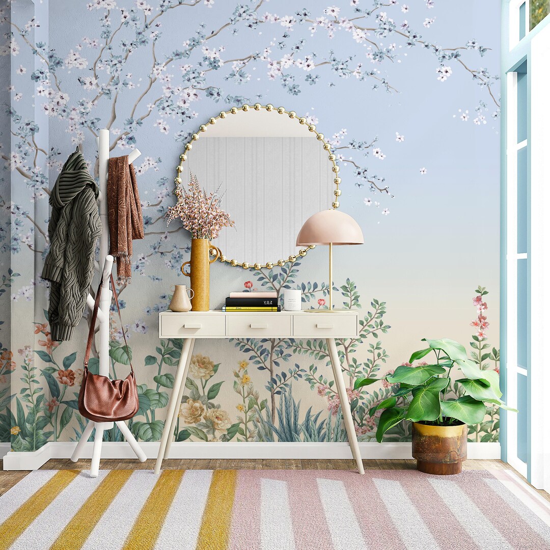 Chinoiserie Wallpaper, Spring Blossom Wall Mural, Wallpaper Vintage ...