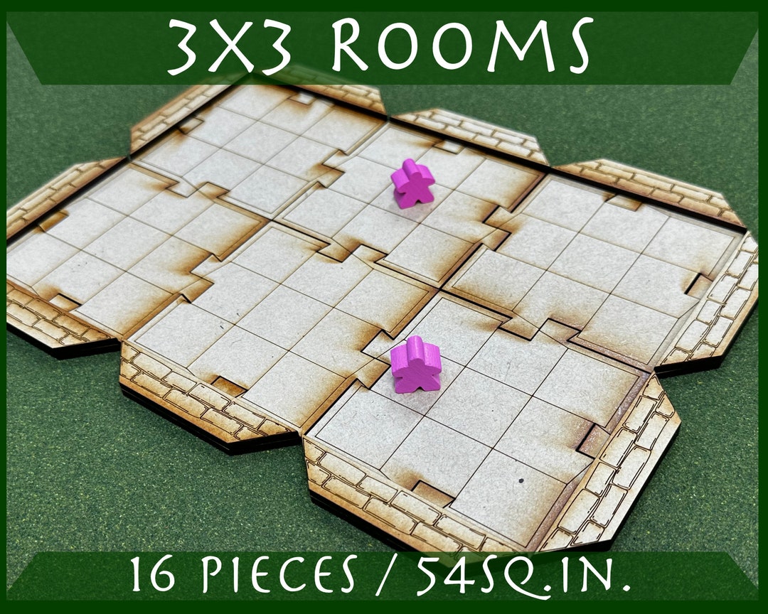 3x3 Rooms With Walls Pack - 16 Pieces for RPG Tabletops, Dungeons ...