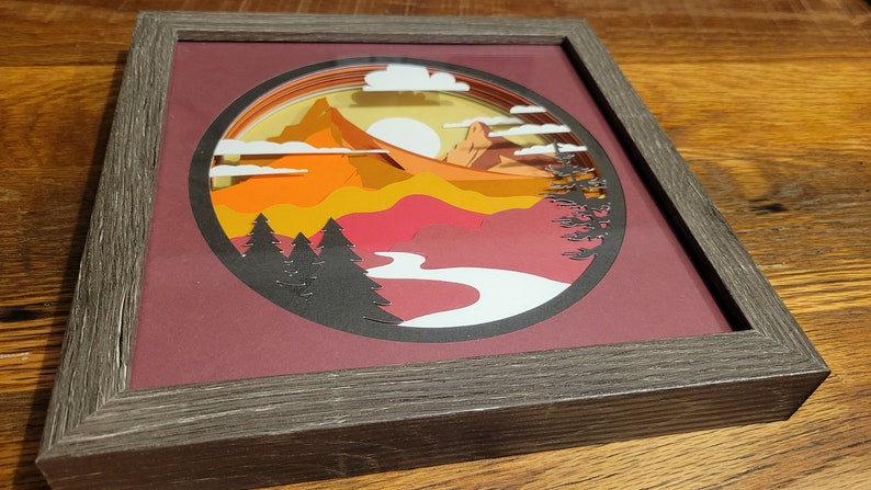 3D Framed Shadow Box Paper Art Mountain Scenery Craft - Etsy