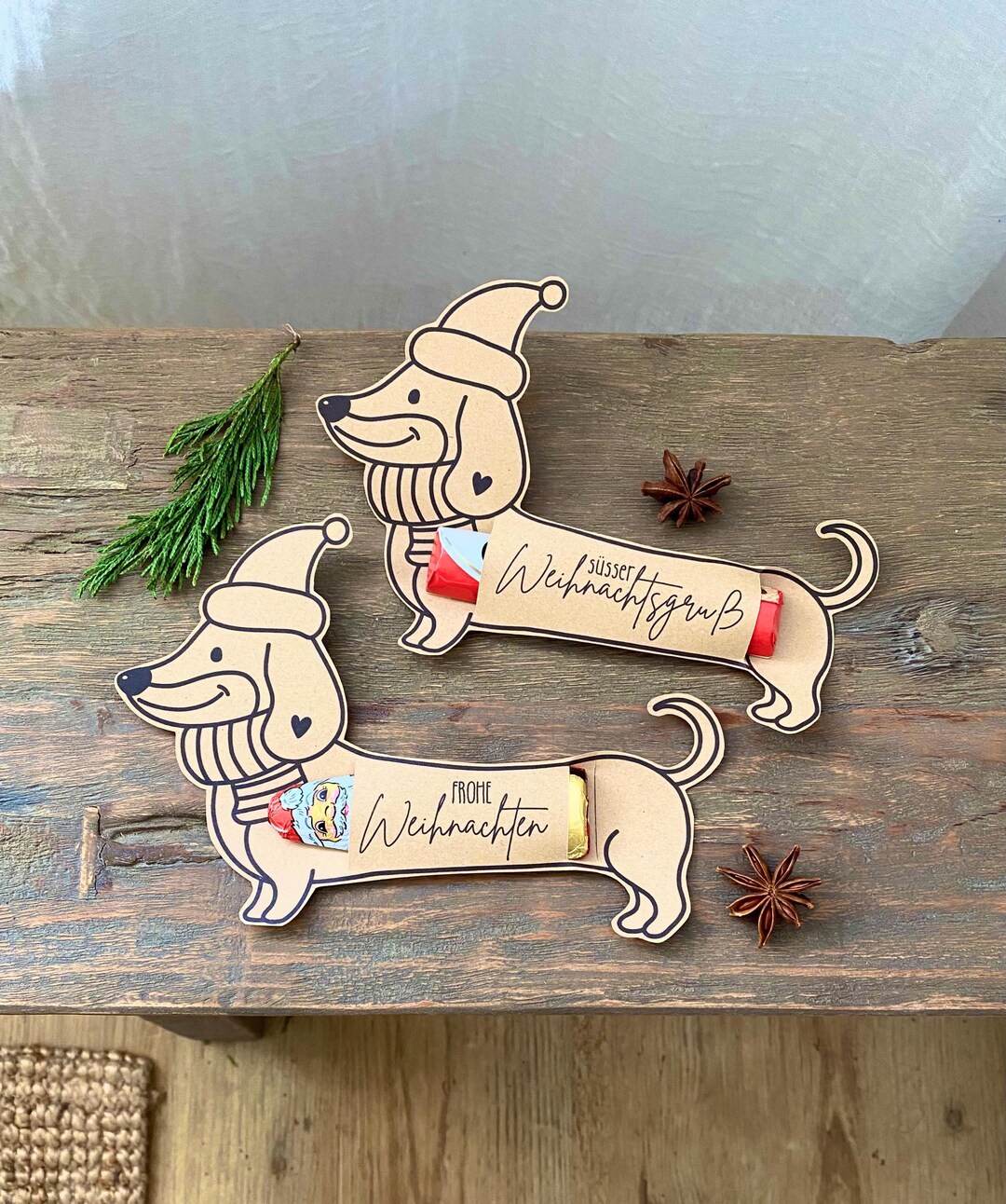 Printable Christmas Dachshund Duplo Packaging Advent Gift PDF Party ...