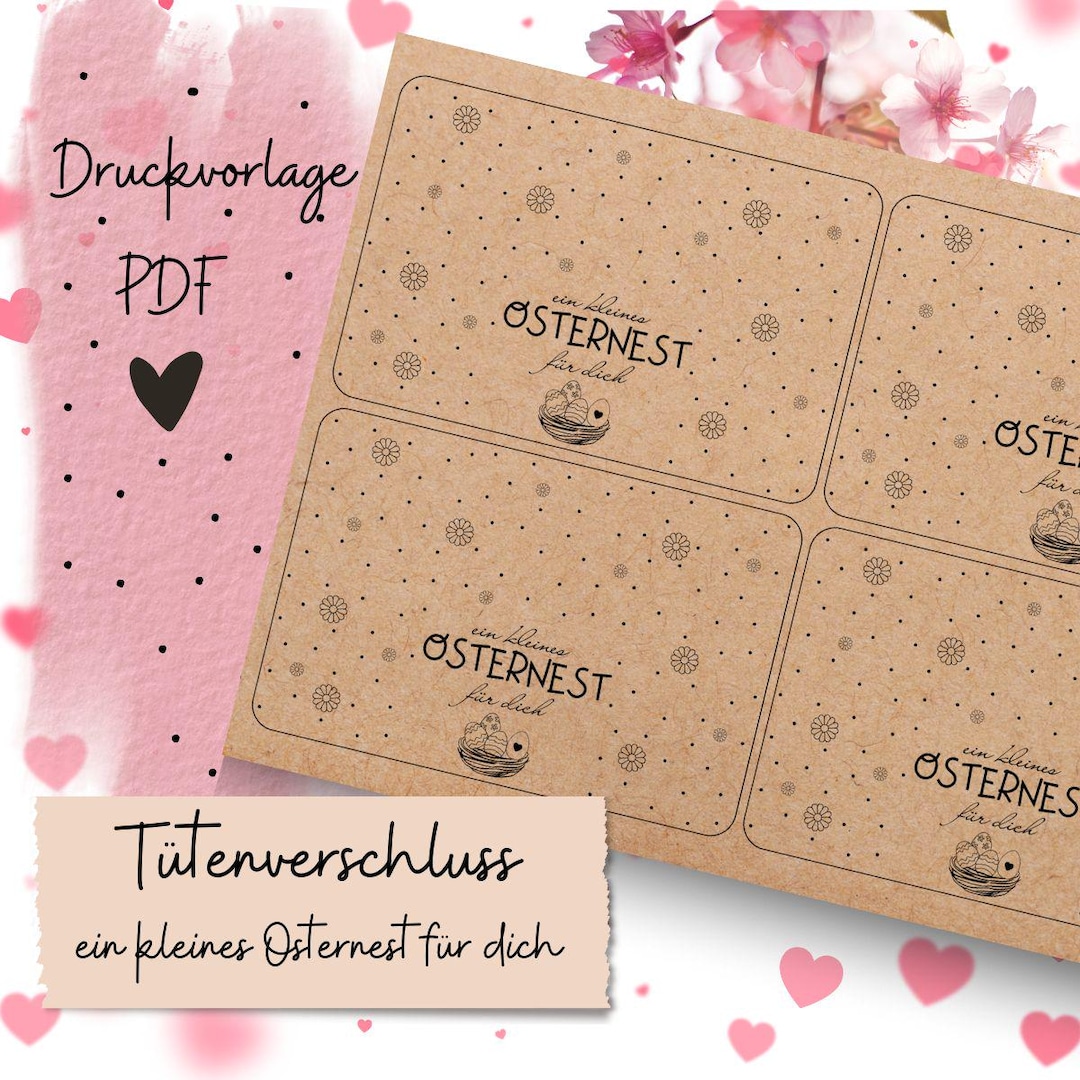 Print Template Easter Nest Bag Closure Easter Template for Printing Bag ...