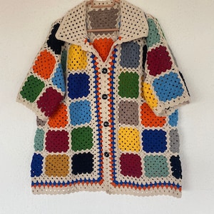 Merladesigns Unisex Multicolor Shirt, Summer Shirt, Crochet Square ...