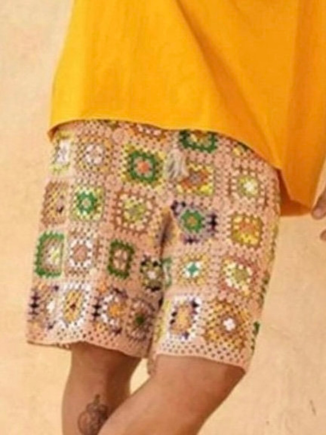 Merladesigns Colorful Ethnic Motif Mens Shorts,colorful Vintage Crochet ...