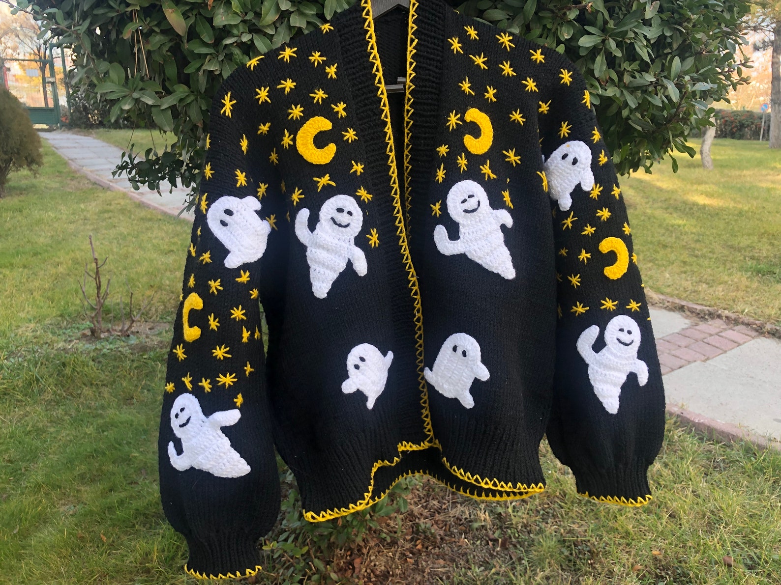 Merladesigns Black Cute Ghost Halloween Cardigan for Women - Etsy
