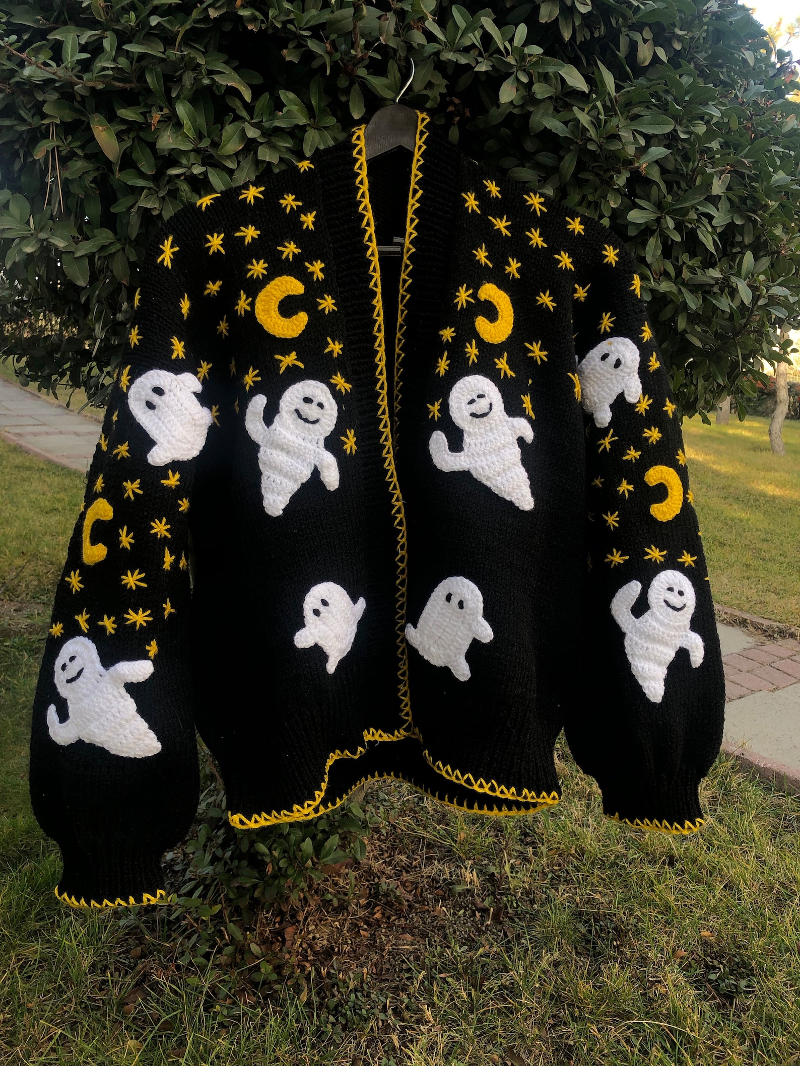 Merladesigns Black Cute Ghost Halloween Cardigan for Women - Etsy