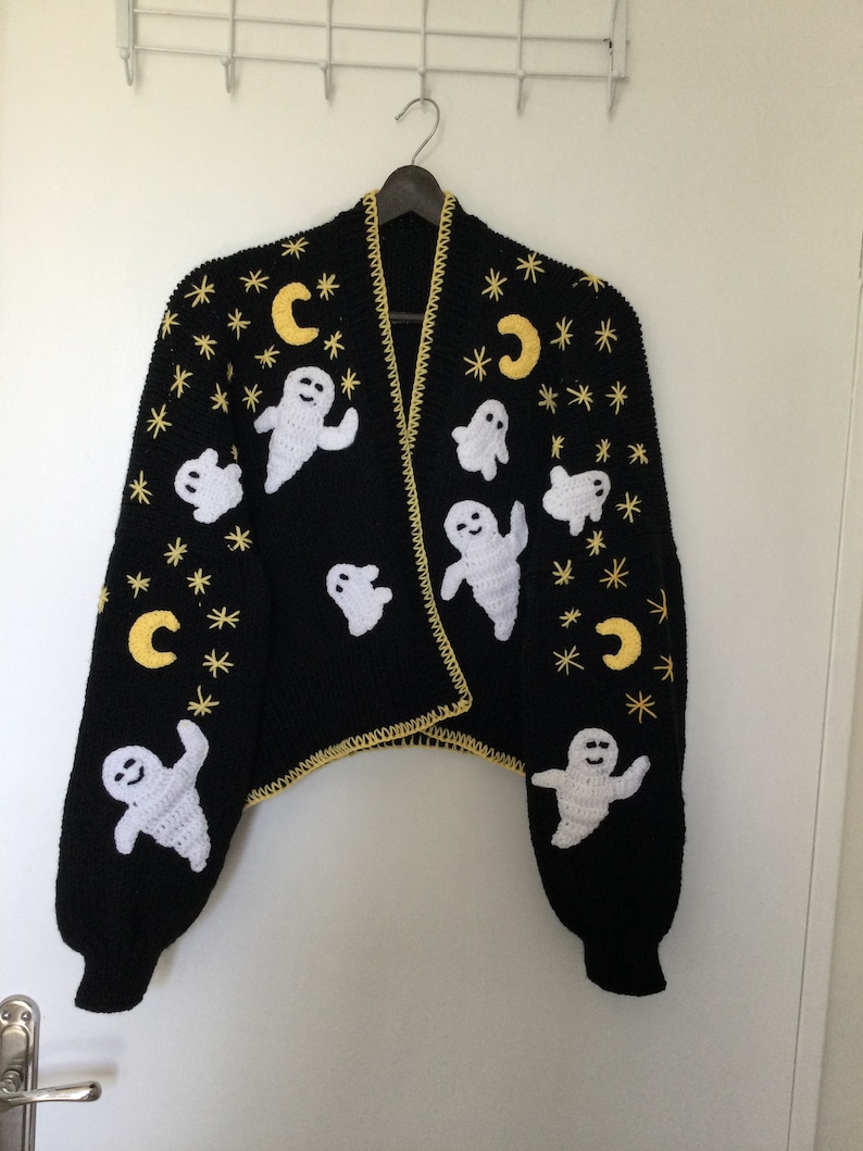 Merladesigns Black Cute Ghost Halloween Cardigan for Women - Etsy