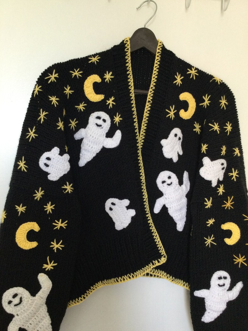 Merladesigns Black Cute Ghost Halloween Cardigan for Women - Etsy