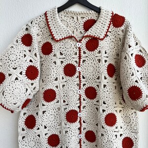 Merladesigns Unisex Red Detail Shirt, Summer Shirt, Crochet Unisex ...