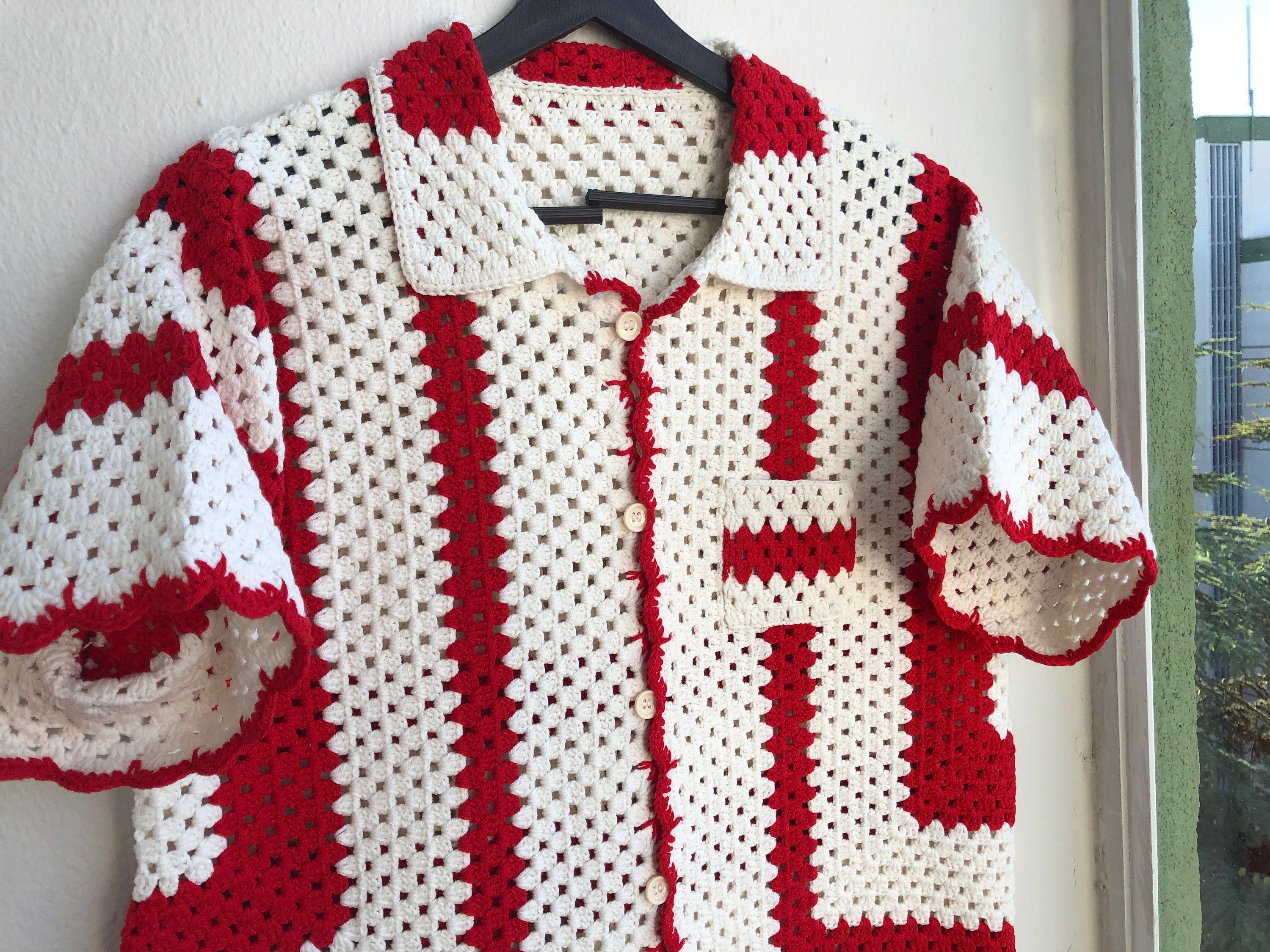 Merladesigns Red Unisex Shirt, Summer Shirt, Crochet Unisex Shirt ...